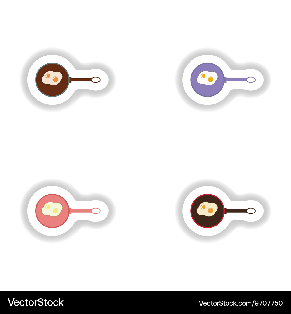 Stickers assembly fried egg in a frying pan Vector Image