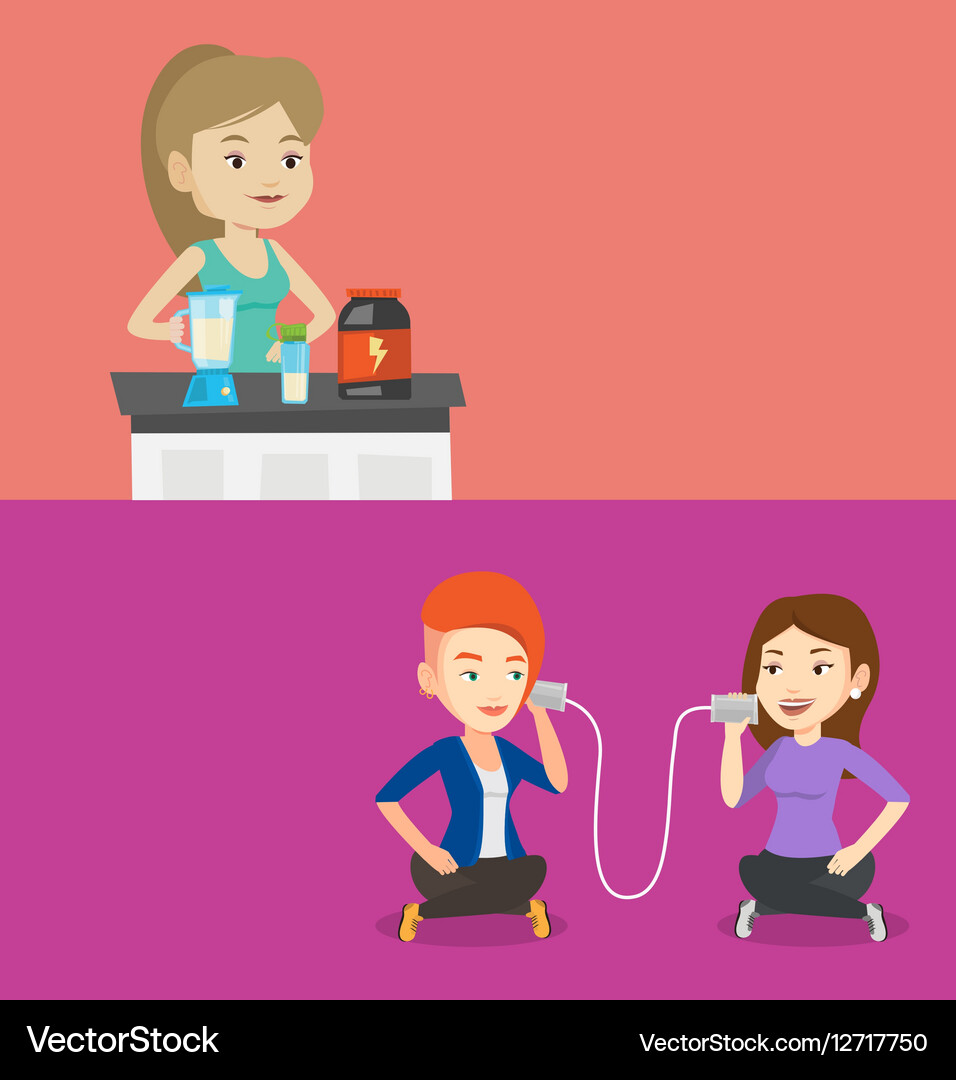 Two lifestyle banners with space for text Vector Image