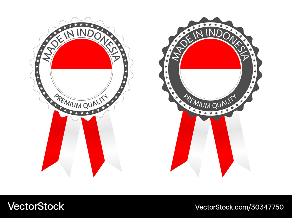 Two modern made in indonesia labels Royalty Free Vector