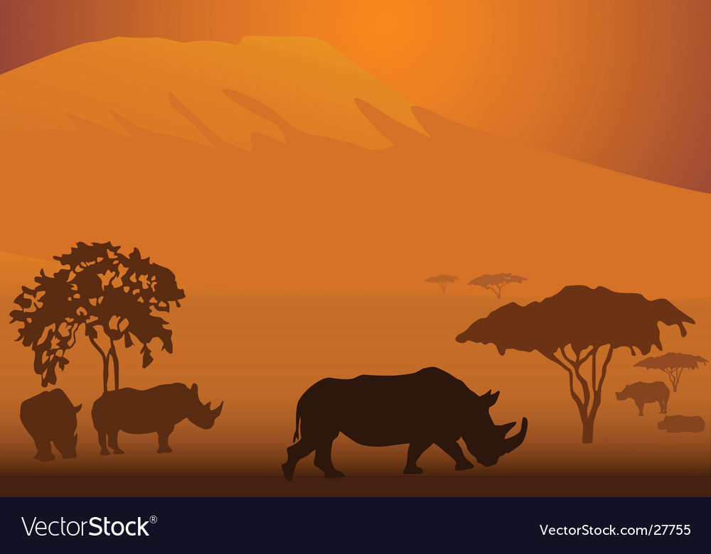 African Safari Silhouette Royalty Free Vector Image