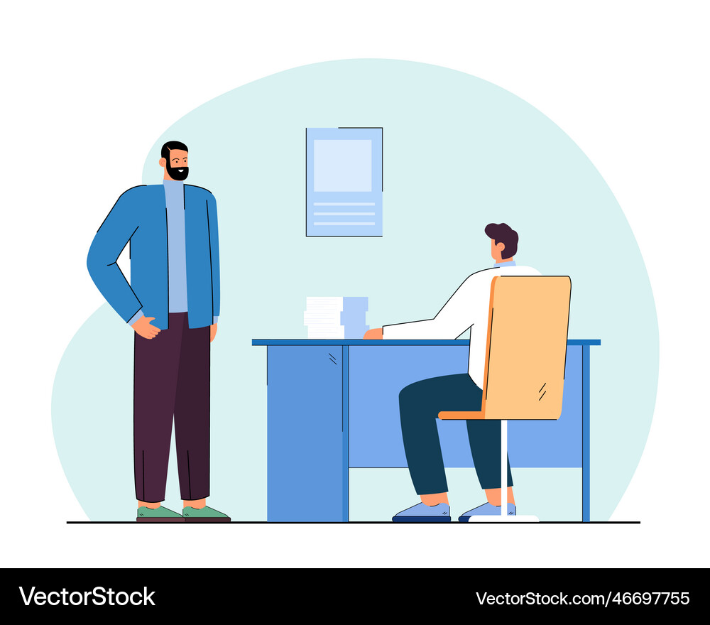 Back view of office worker sitting at table Vector Image