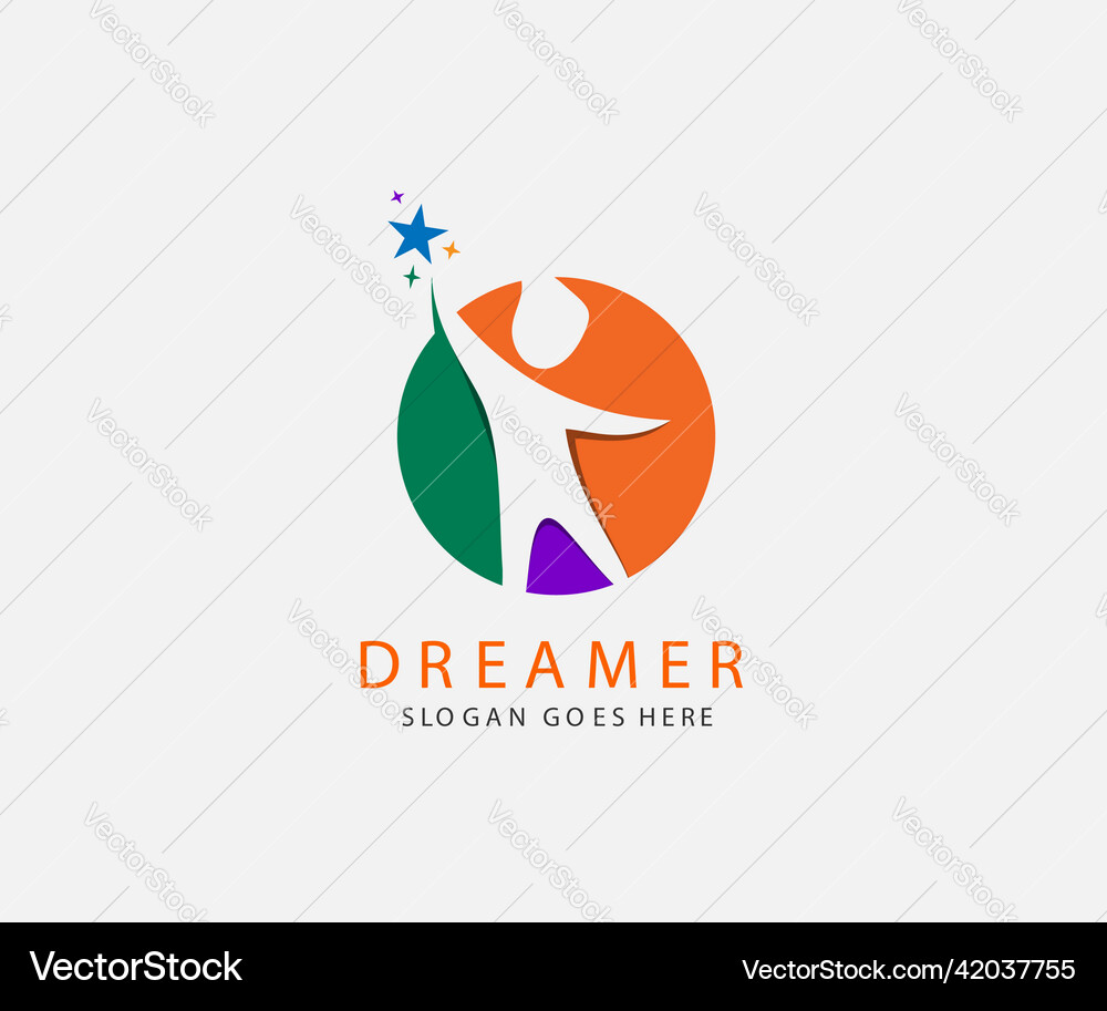 Child reaching star logo education designs Vector Image
