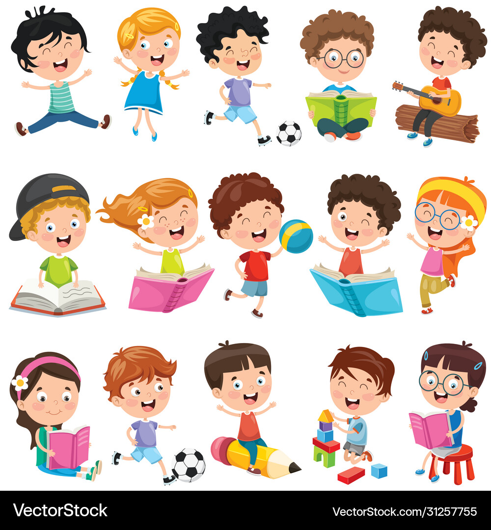 Collection cartoon children Royalty Free Vector Image