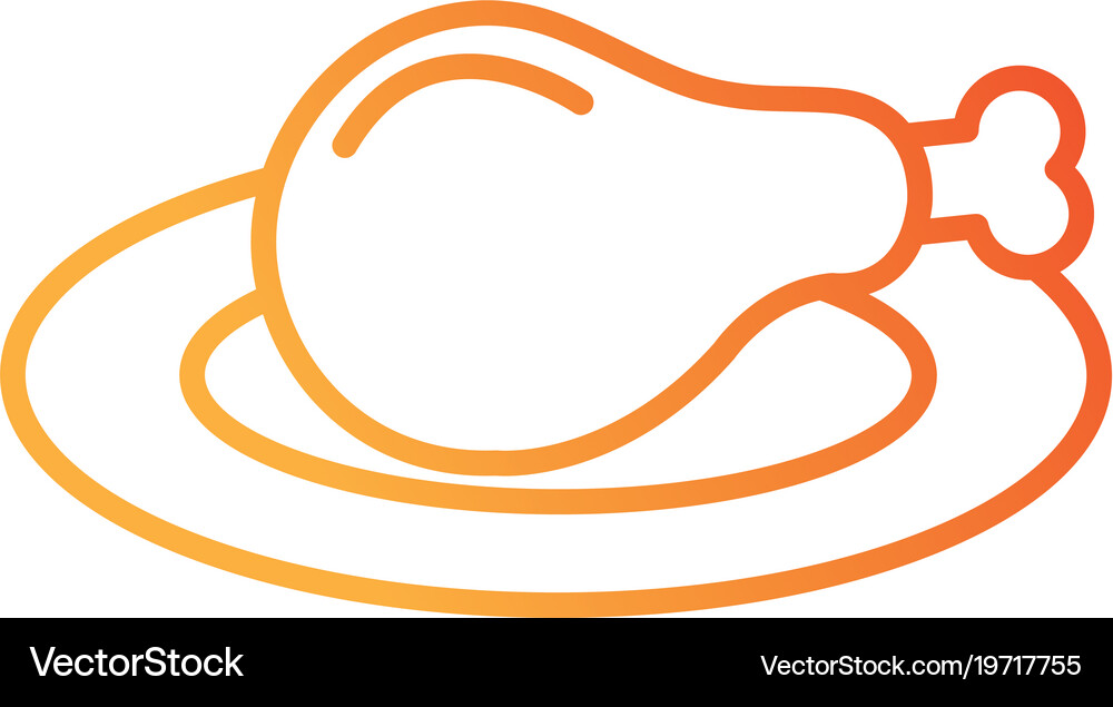 Dish with thigh chicken meat icon Royalty Free Vector Image