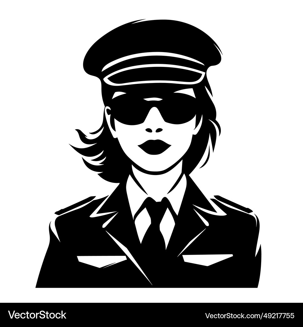 Female pilot black icon on white background Vector Image