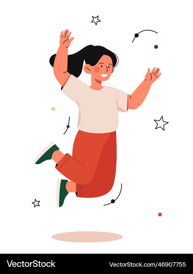 Happy girl jumping Royalty Free Vector Image - VectorStock