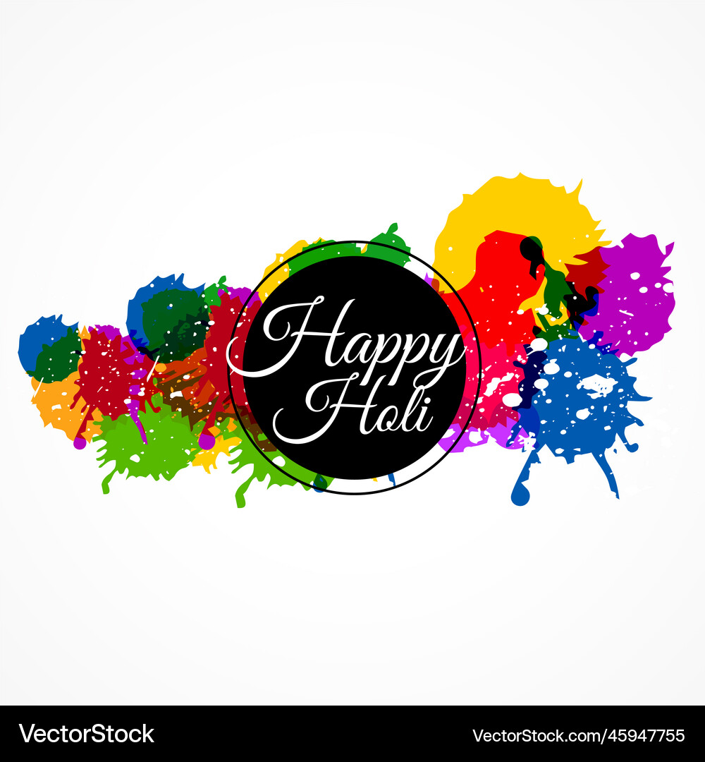 Happy holi with colorful splash Royalty Free Vector Image