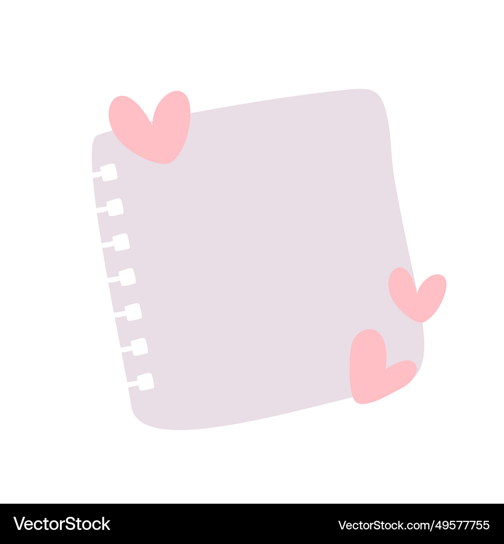 Lilac note paper post with hearts love romantic Vector Image