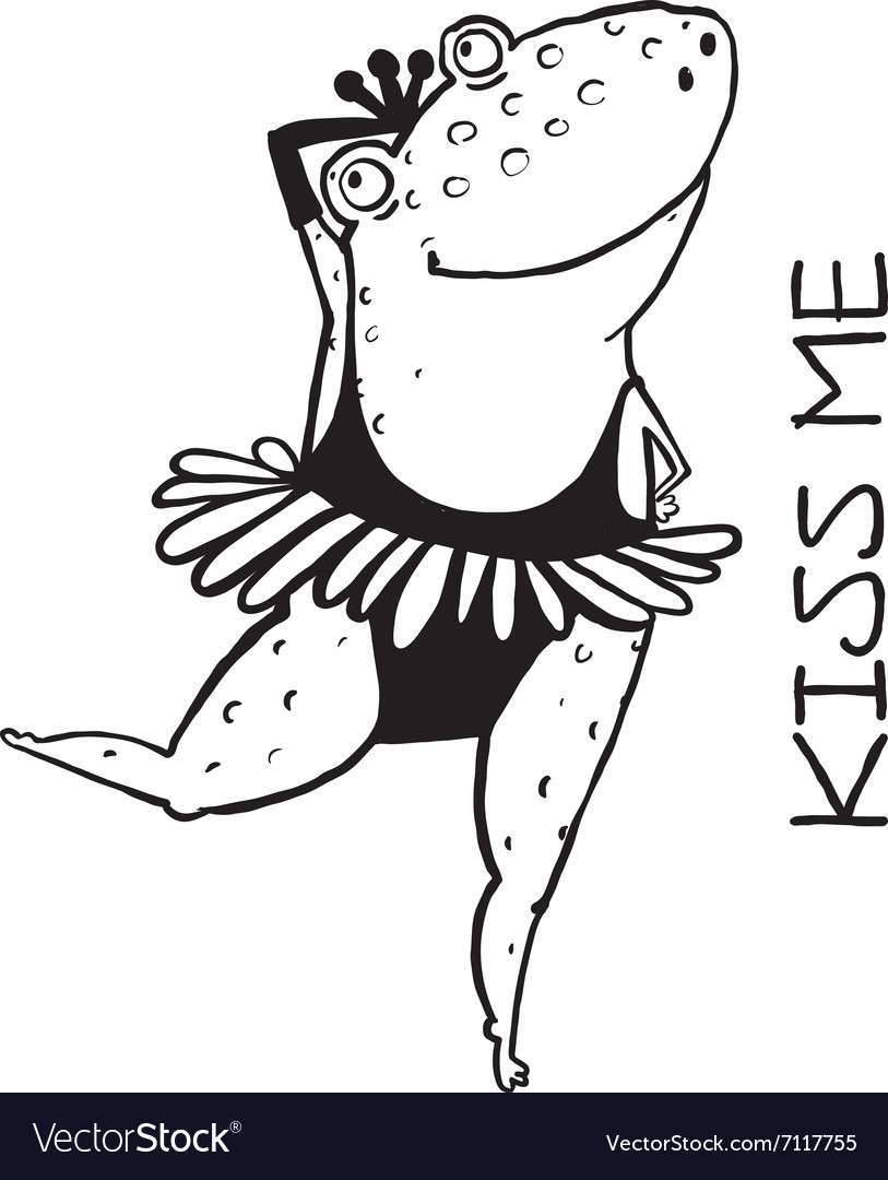 Linear dancing frog ballet dancer Royalty Free Vector Image