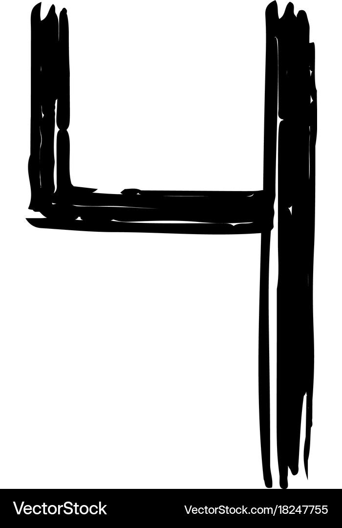 Number 4 painted brush Royalty Free Vector Image