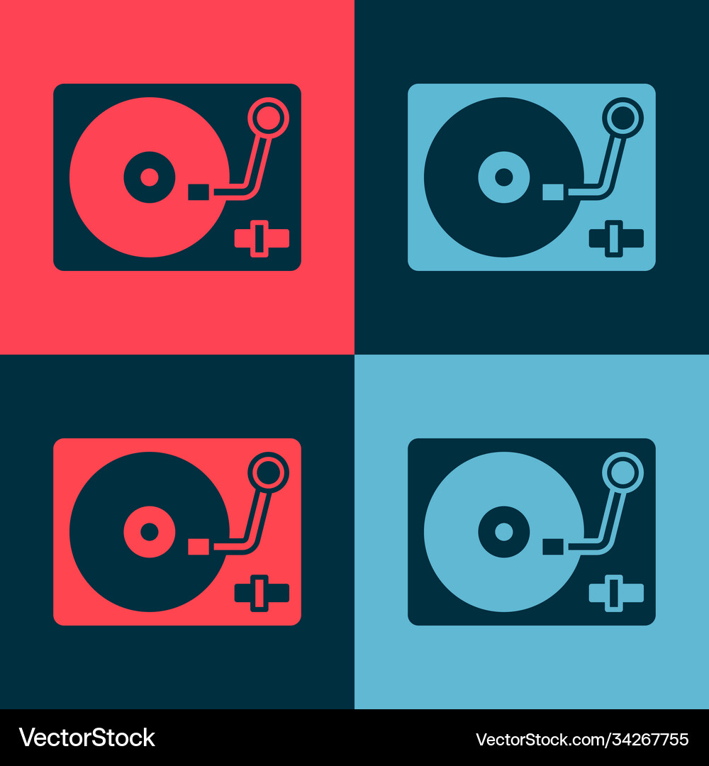 Pop art vinyl player with a vinyl disk icon Vector Image