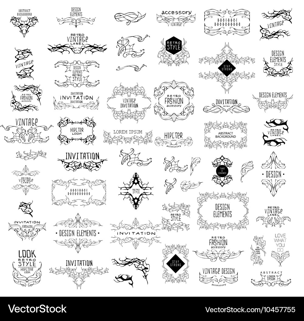 Set of elegant calligraphic design Royalty Free Vector Image