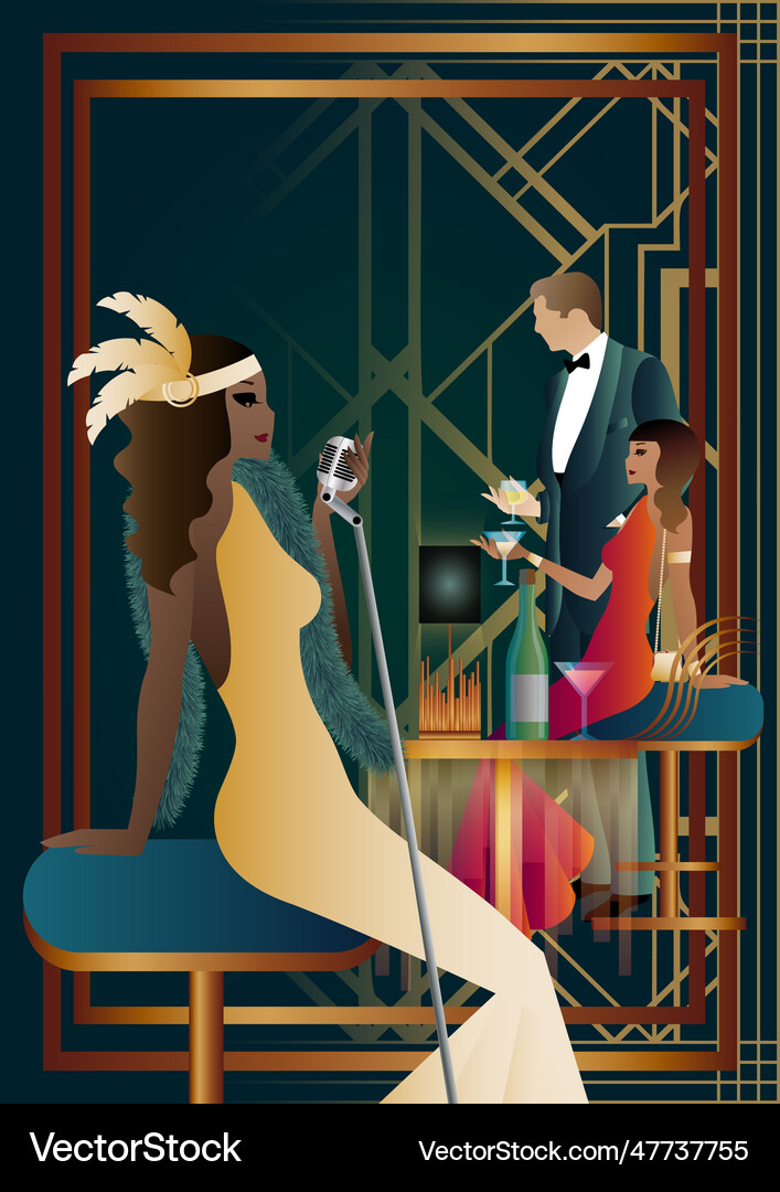 Singer on stage people drink alcohol Royalty Free Vector