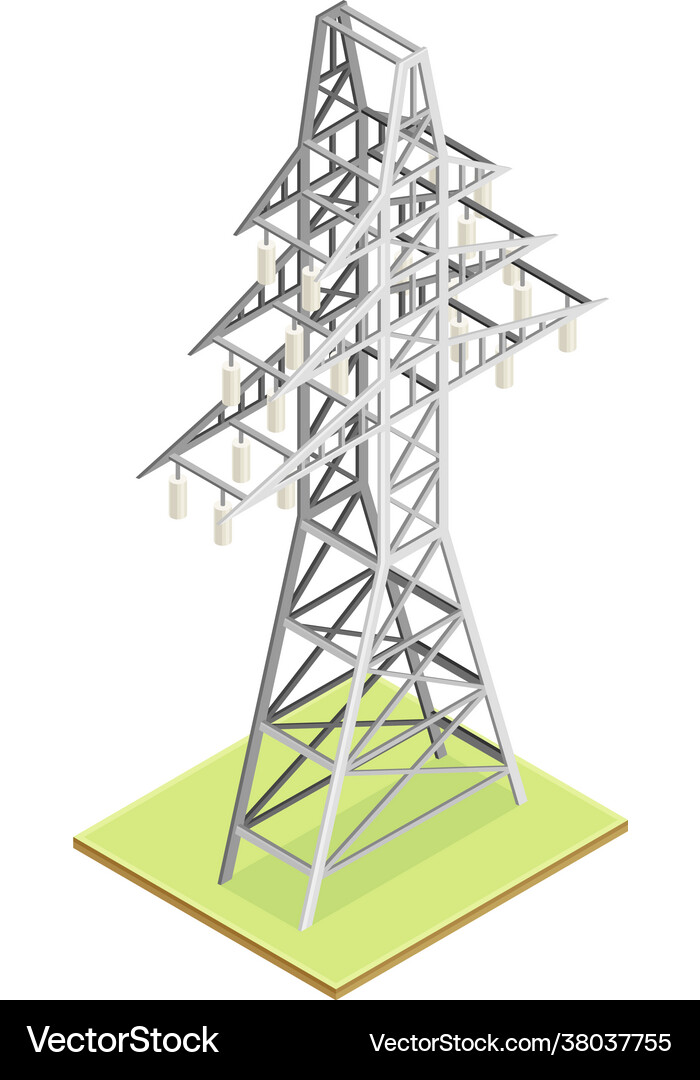 Transmission tower with overhead power line Vector Image