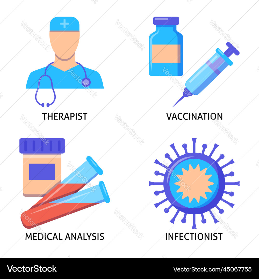 Vaccination and infections icon set Royalty Free Vector