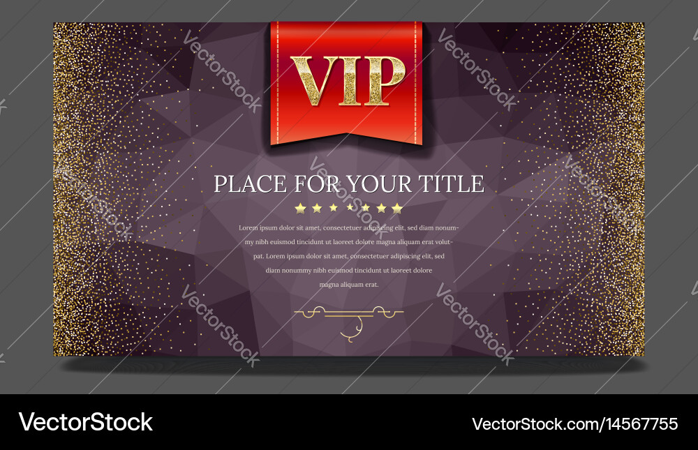Vip or luxury red flag on dark polygonal Vector Image