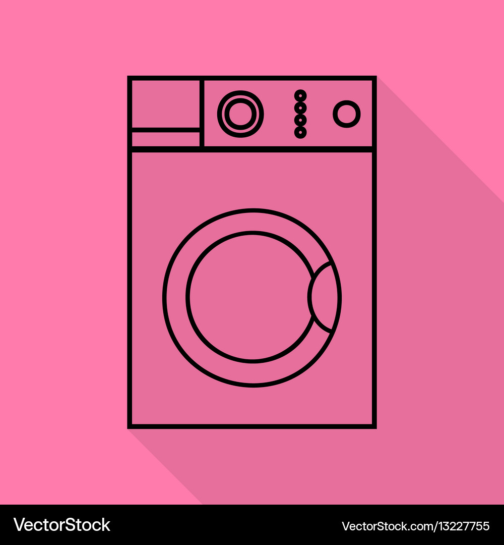 Washing machine sign black icon with flat style Vector Image