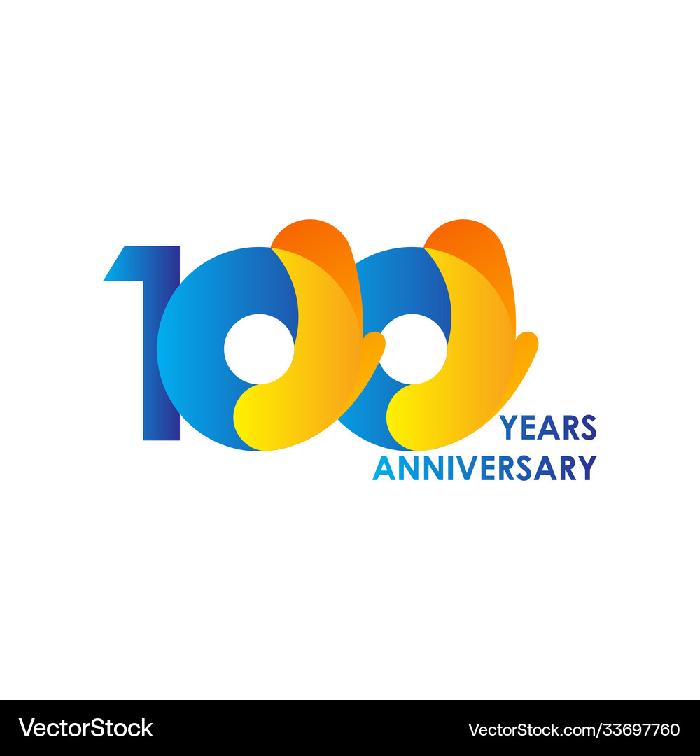 100 years anniversary celebration blue yellow Vector Image