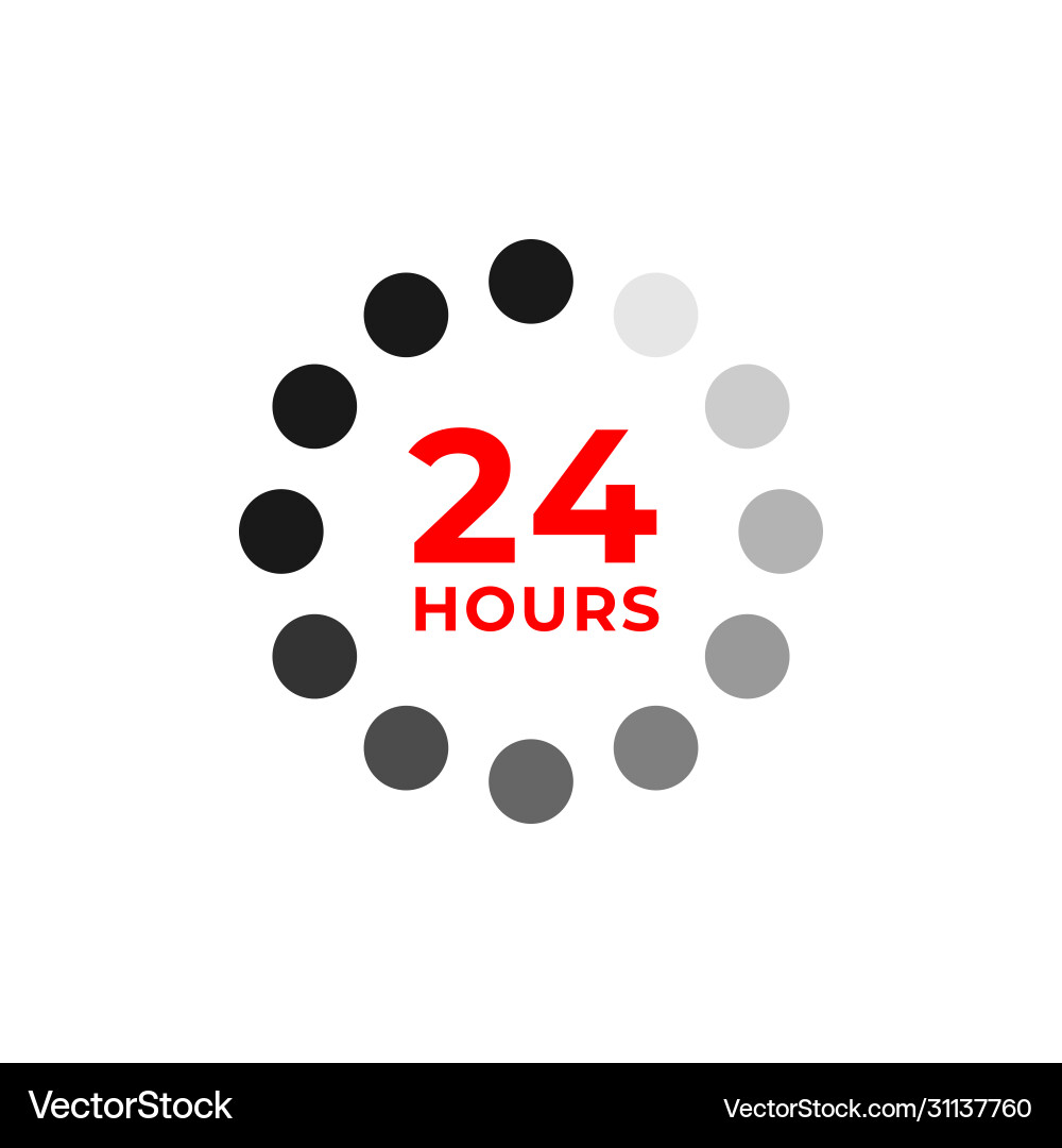 24h color icon and time concept Royalty Free Vector Image
