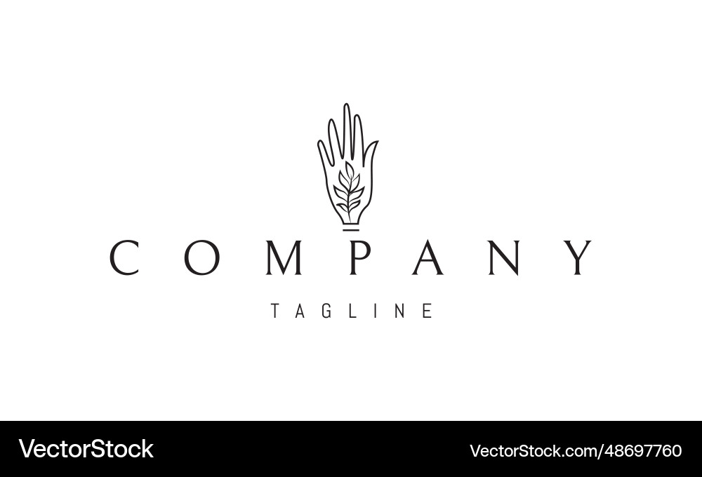 A logo with an abstract image of hand Royalty Free Vector