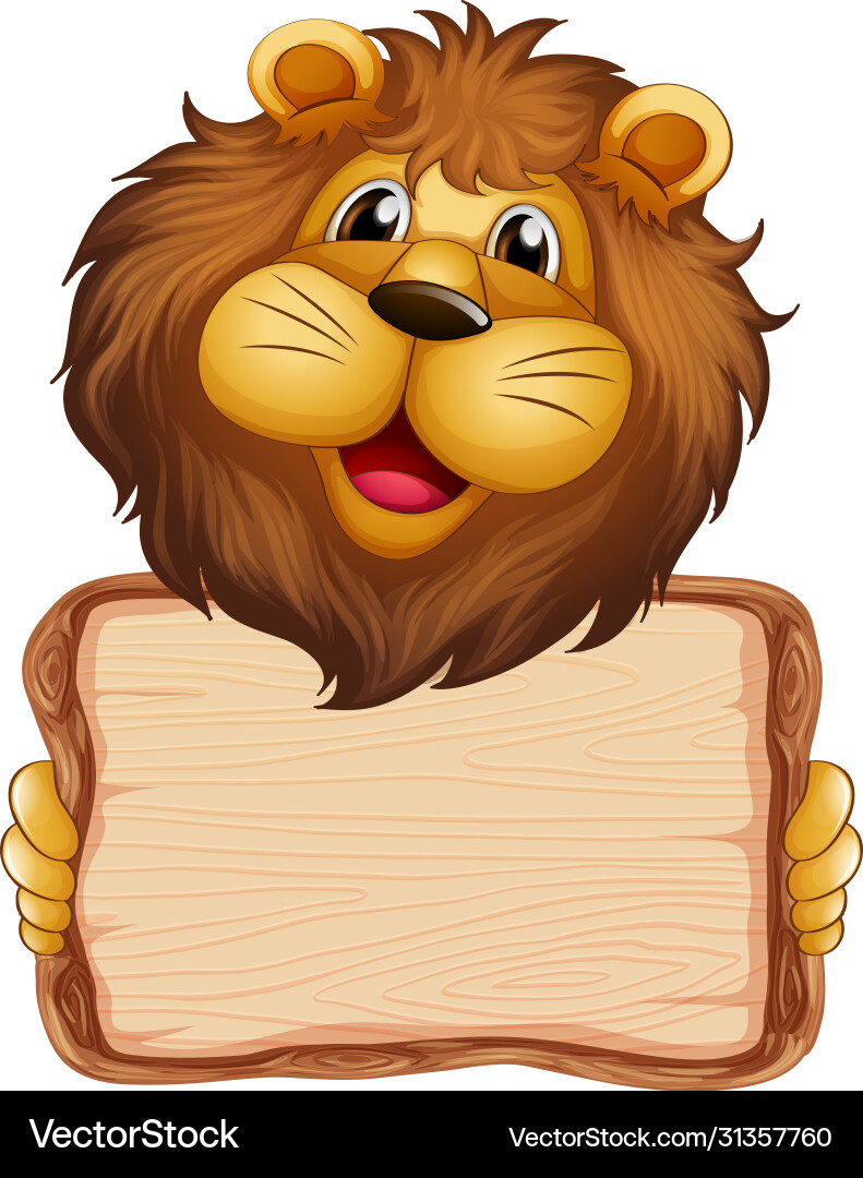 Board template with cute lion on white background Vector Image
