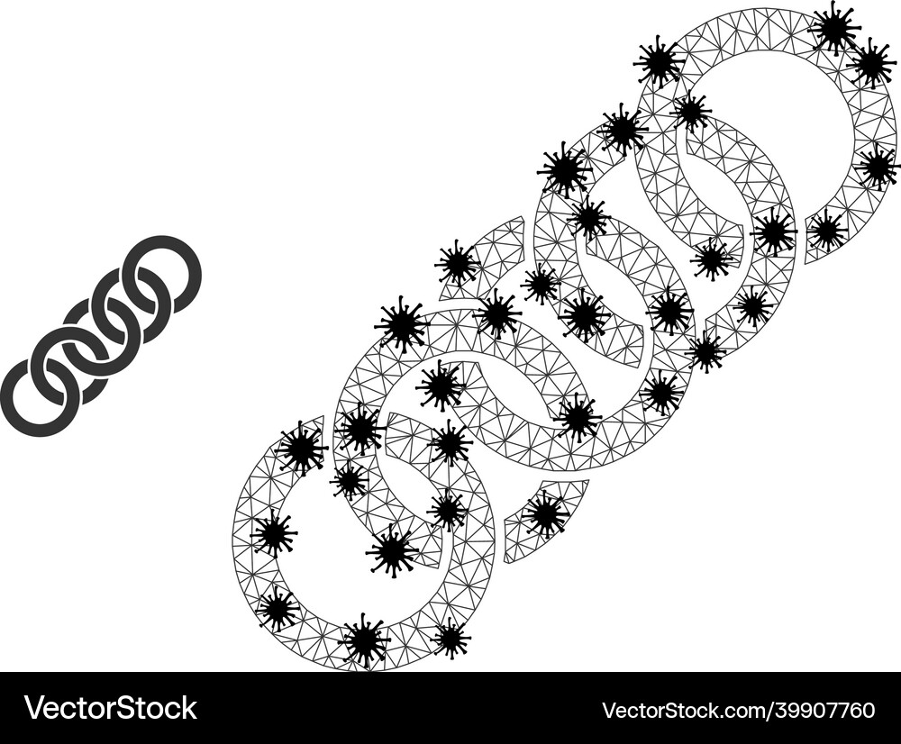 Carcass mesh circle chain icons with coronavirus Vector Image