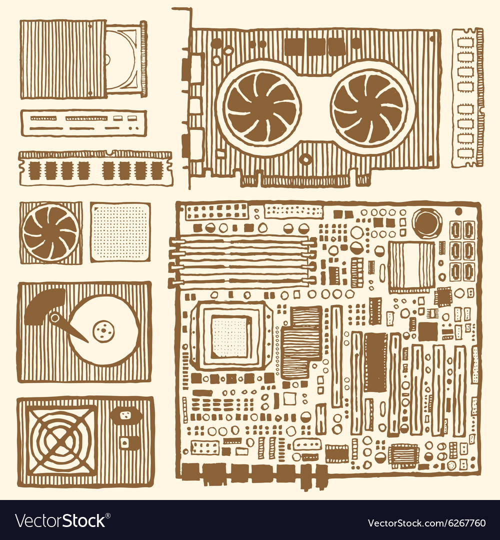 Components desktop computer Royalty Free Vector Image