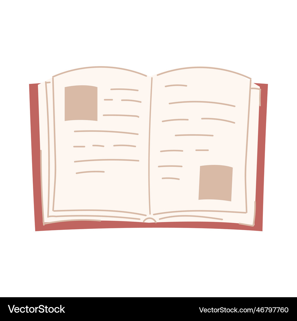 Cute cartoon style open school book Royalty Free Vector
