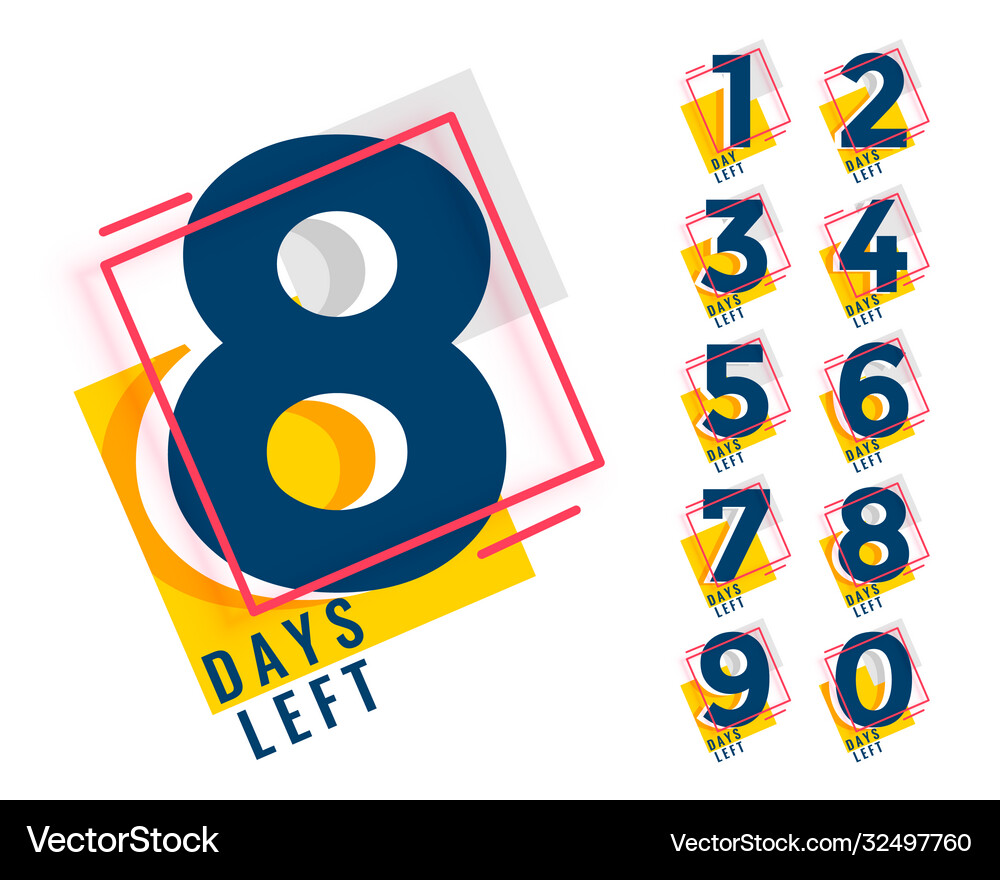 Number days left counter in memphis style Vector Image