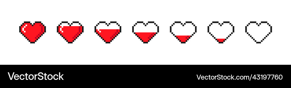 Pixel Heart Health Bar Royalty Free Vector Image