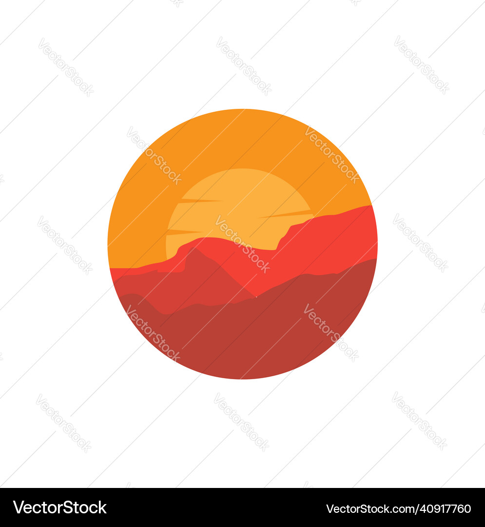Red orange yellow abstract circle sunset logo Vector Image