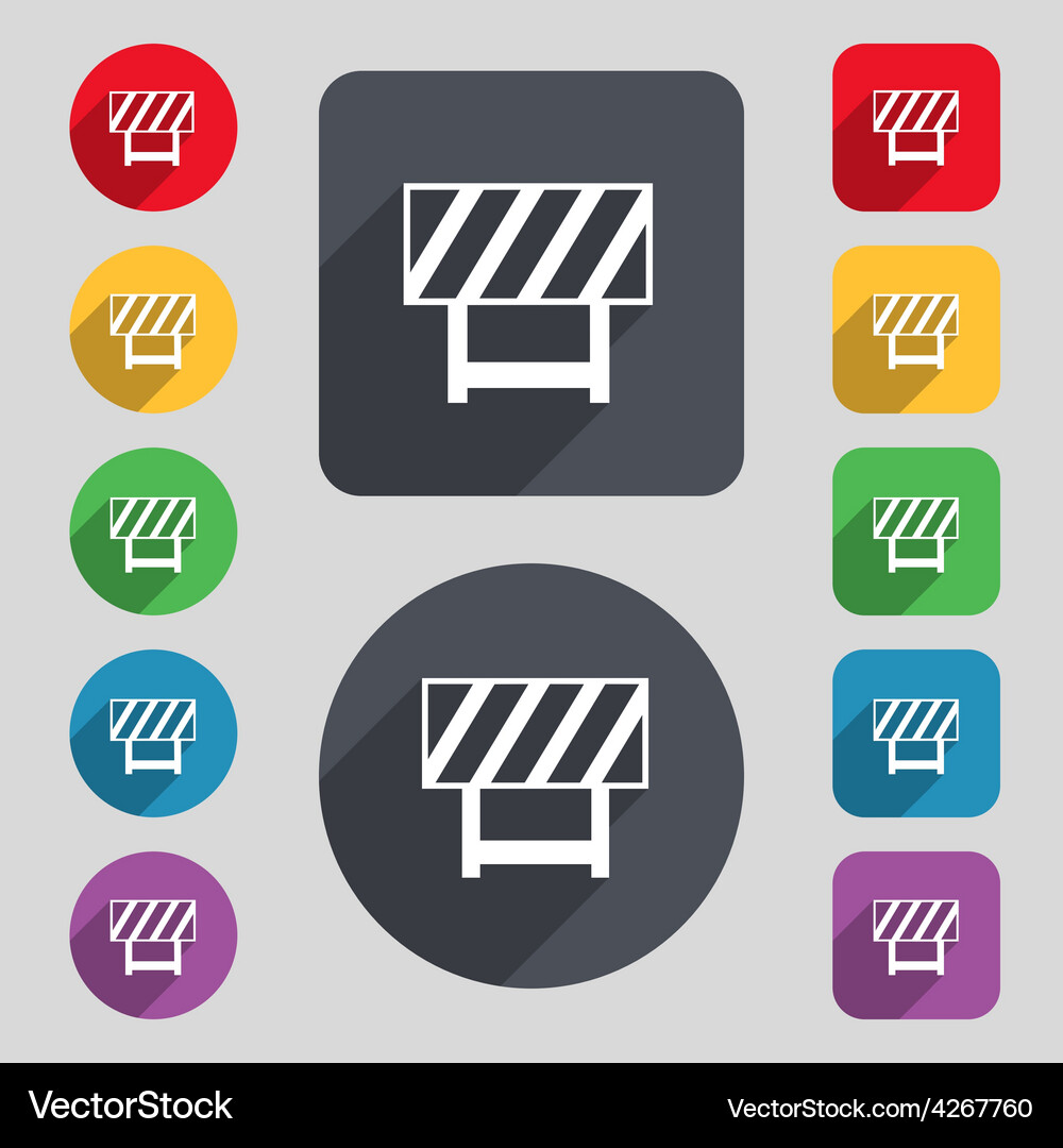 Road barrier icon sign a set 12 colored buttons Vector Image