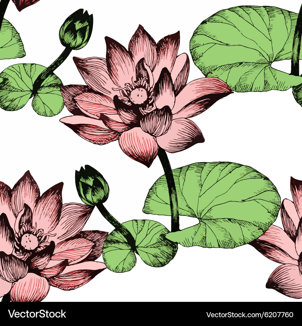 Seamless pattern with lily flowers watercolor Vector Image