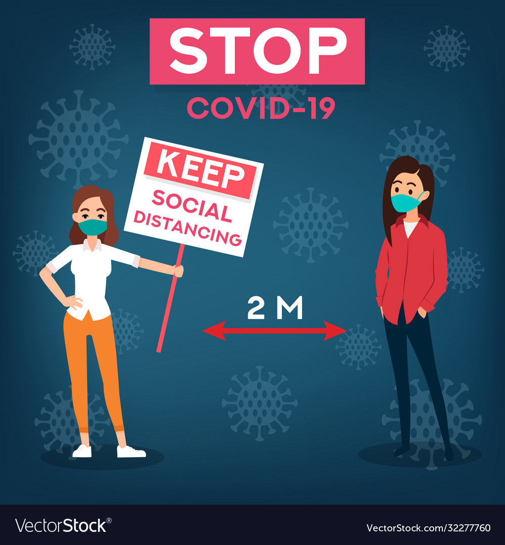 Social distancing people in mask coronavirus Vector Image