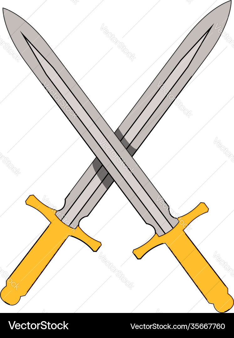 Steel swords on white background Royalty Free Vector Image