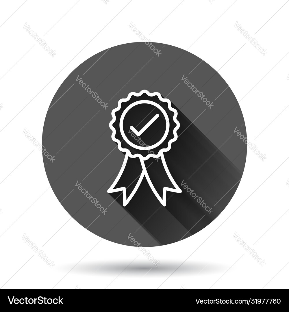 Winner with check mark icon in flat style rosette Vector Image