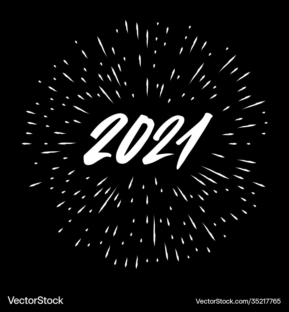 2021 year brush lettering isolated on a splash Vector Image