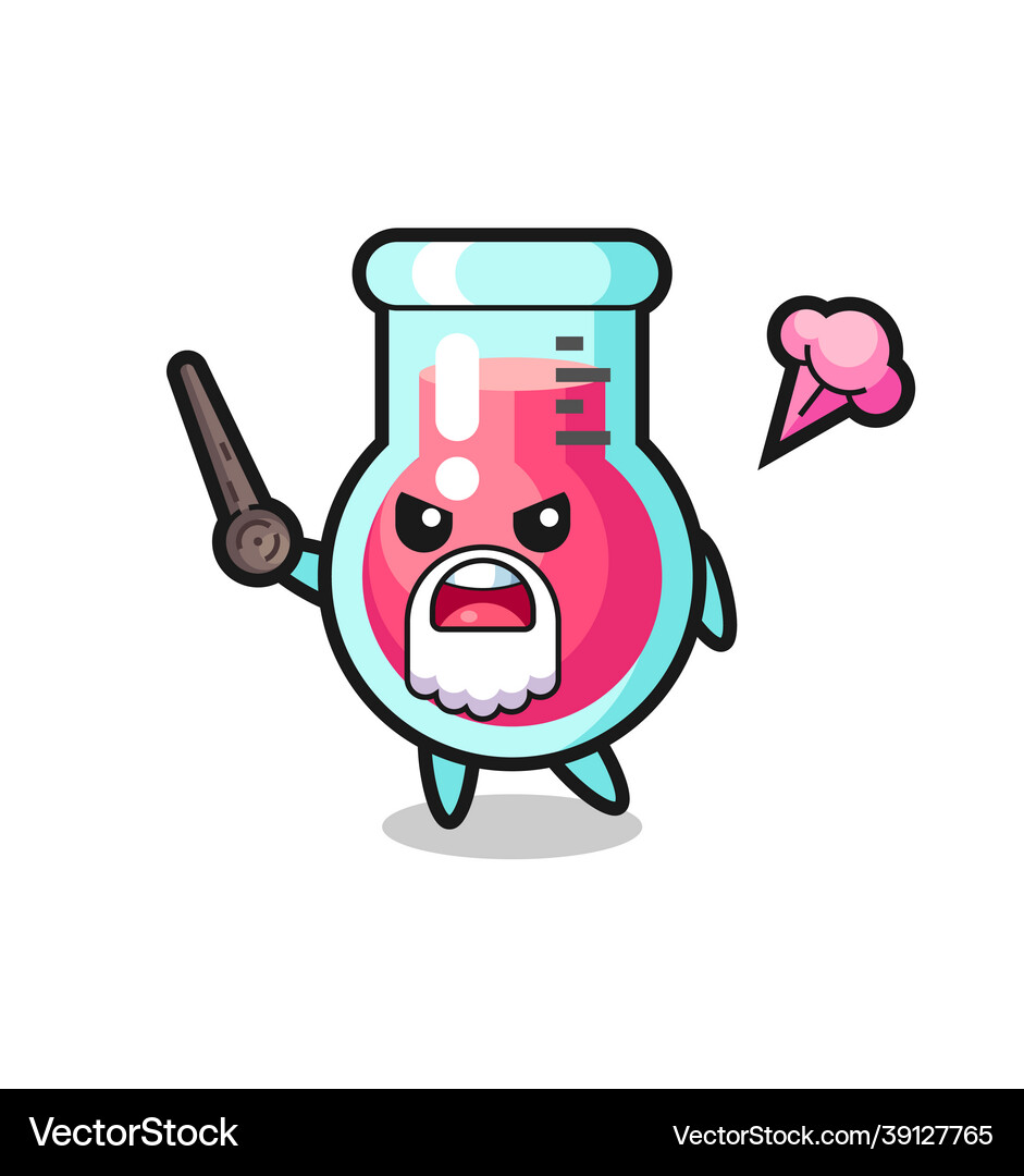Cute laboratory beaker grandpa is getting angry Vector Image