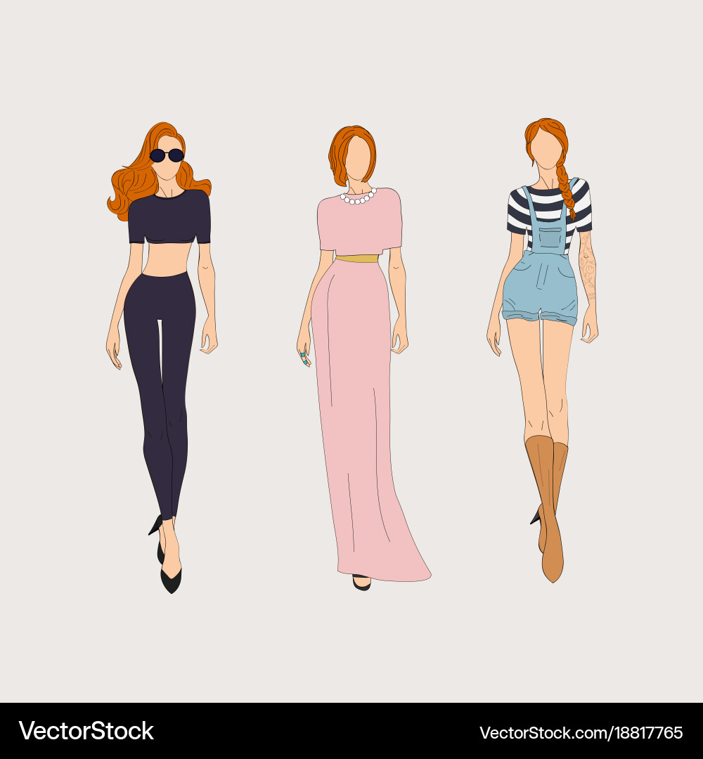 Hand drawn fashion models concept Royalty Free Vector Image
