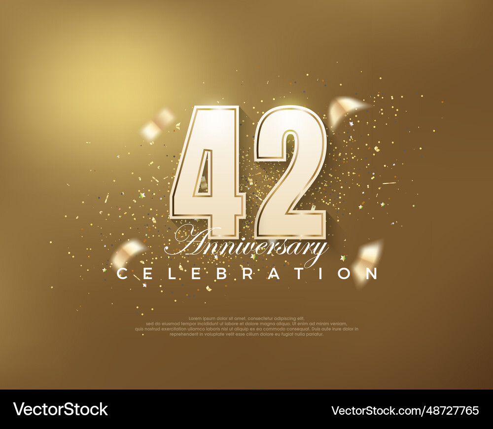 Luxury gold 42nd anniversary celebration Vector Image
