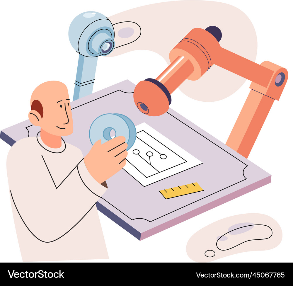Manufacturing process at automated production Vector Image