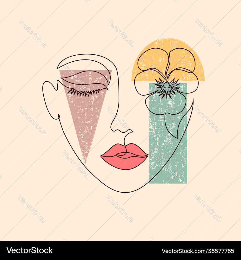 Poster with minimal woman face Royalty Free Vector Image