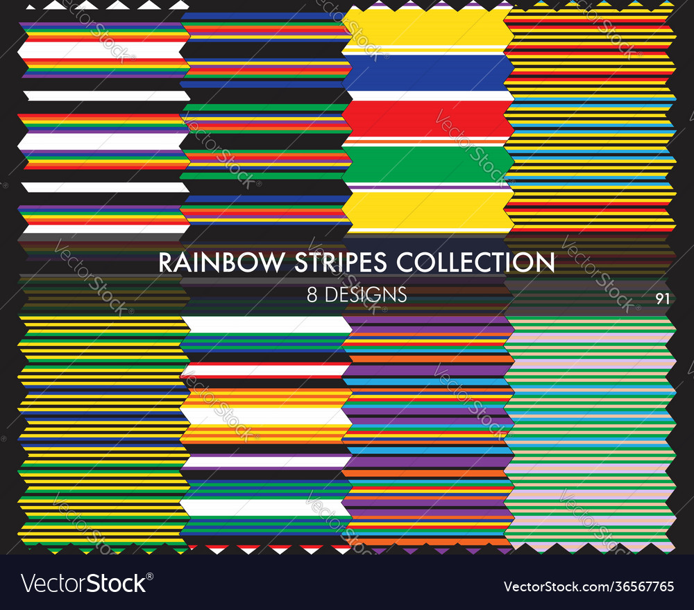 Rainbow stripe seamless pattern collection Vector Image