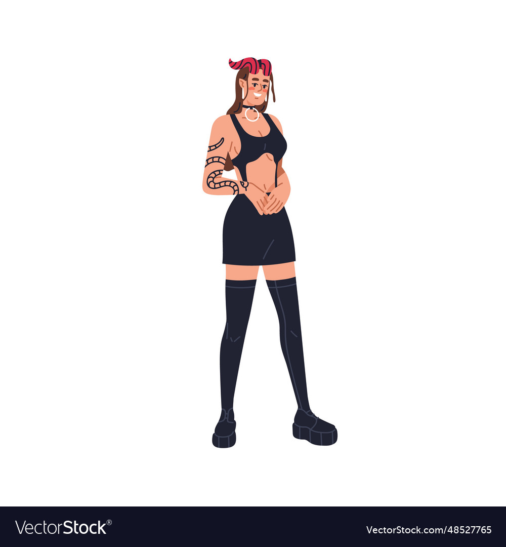 Sexy Horned Woman Devil In Latex Outfit Sassy Vector Image