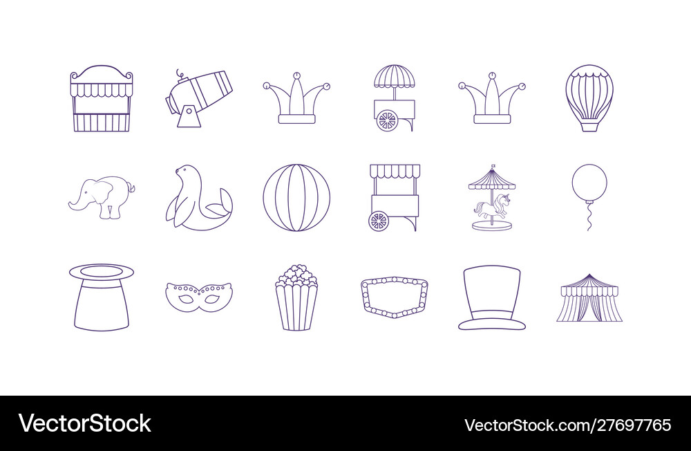 Variety festival icon set pack design Royalty Free Vector