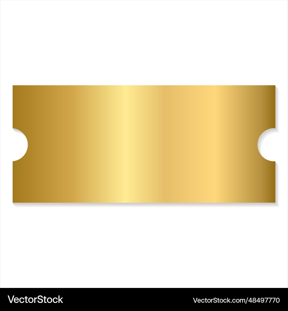 Blank golden coupon or ticket sticker Royalty Free Vector