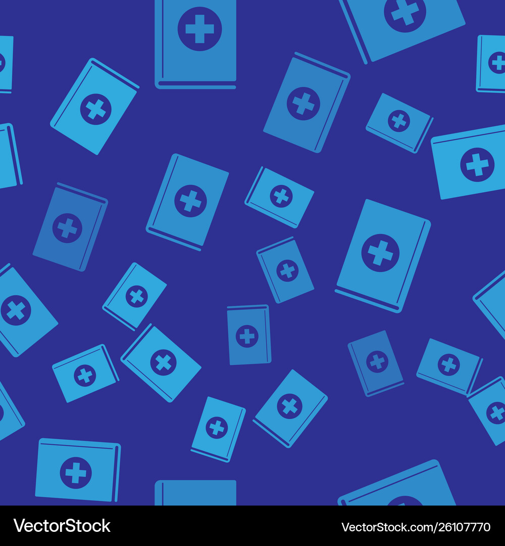 Blue medical book icon isolated seamless pattern Vector Image