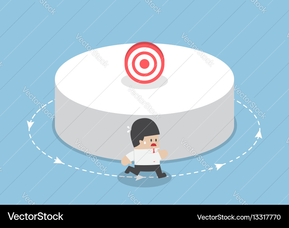 Businessman running around the target Royalty Free Vector