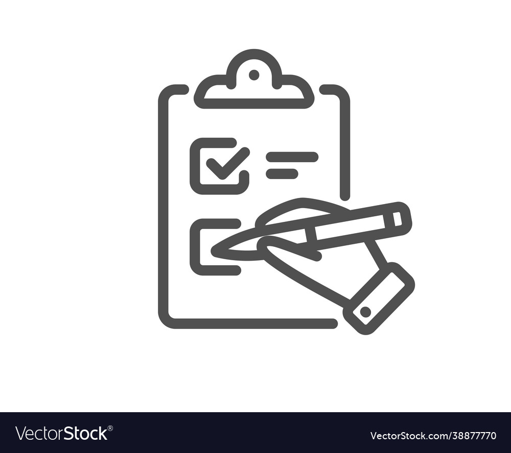 Checklist line icon clipboard document sign Vector Image