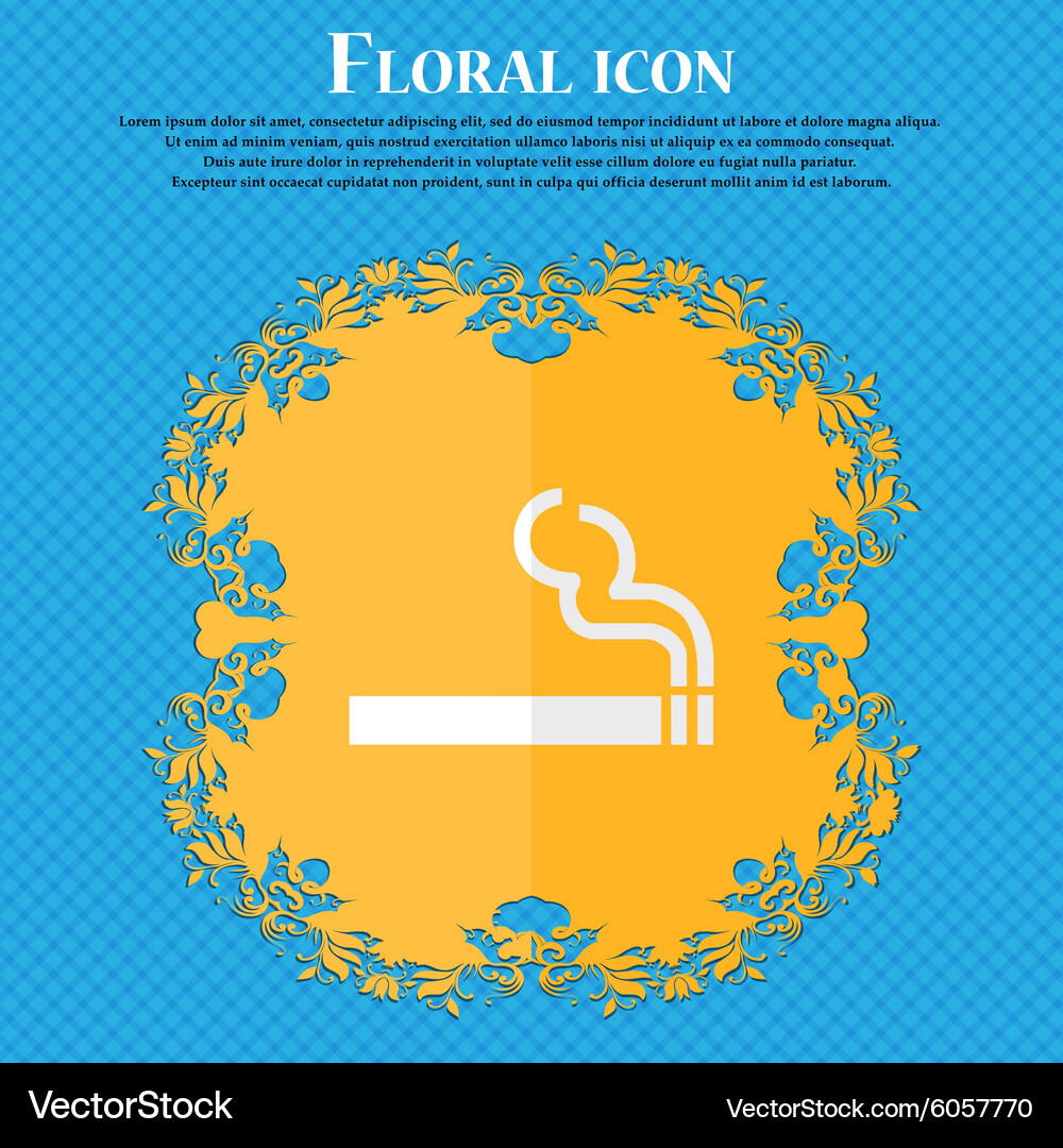 Cigarette smoke floral flat design on a blue Vector Image